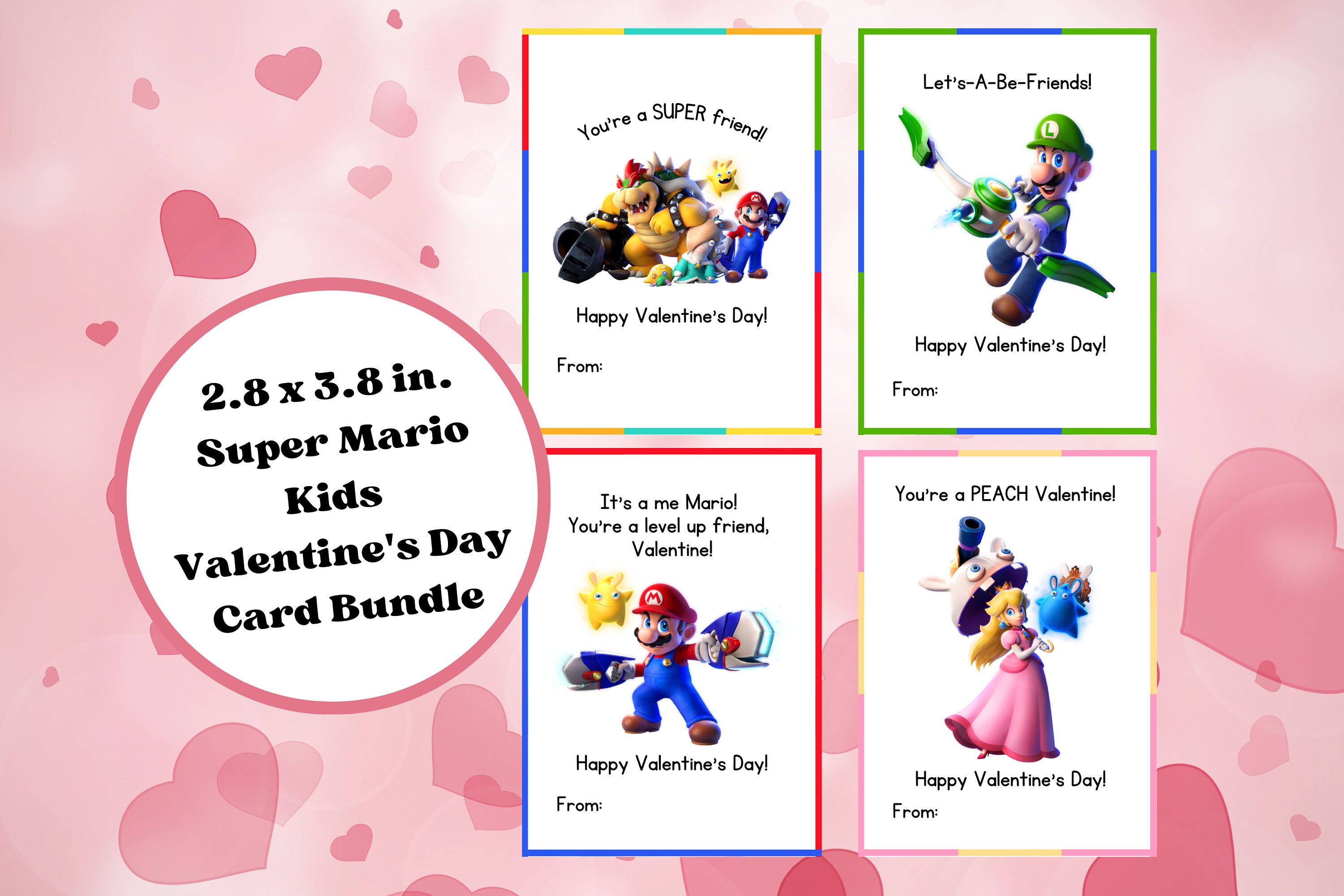 Super Mario Kids Valentine Cards | Kids Valentine's Day Cards ...