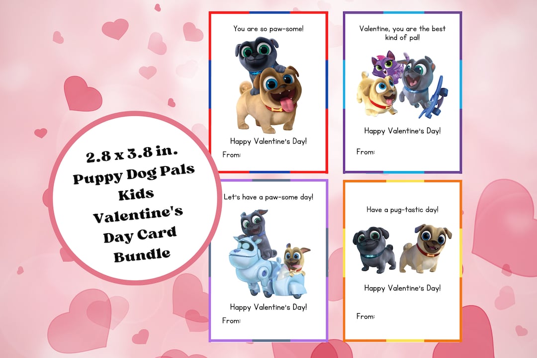 Puppy Dog Pals Kids Valentine Cards Kids Valentine's Day Cards ...