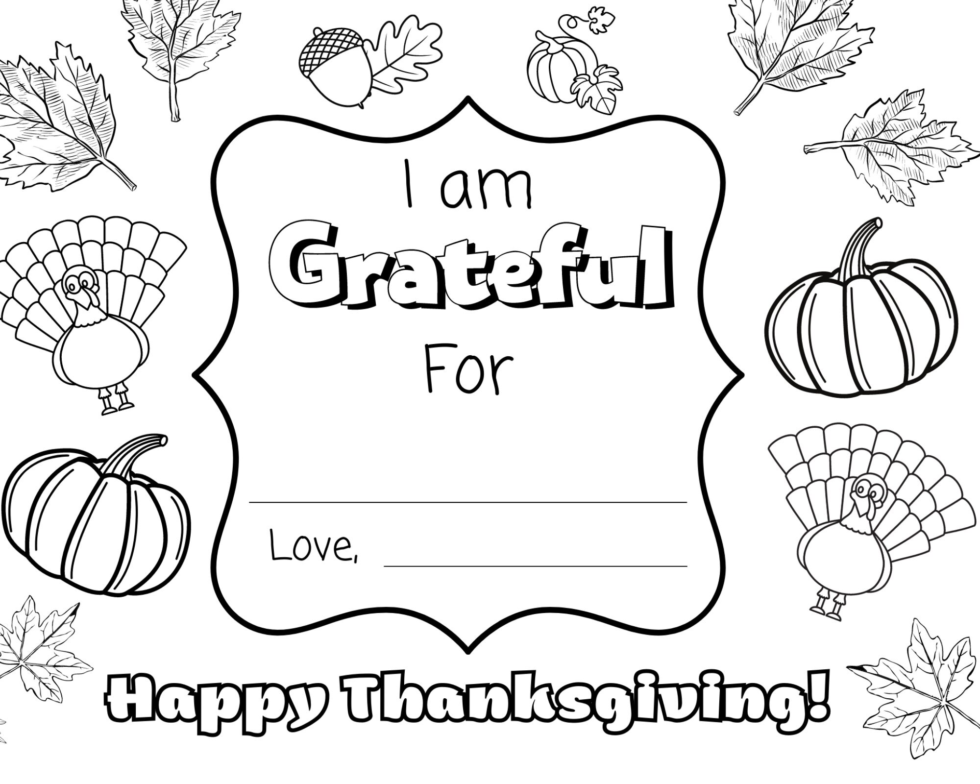 11x8.5in Coloring Page | I Am Grateful for | Teacher Printable ...