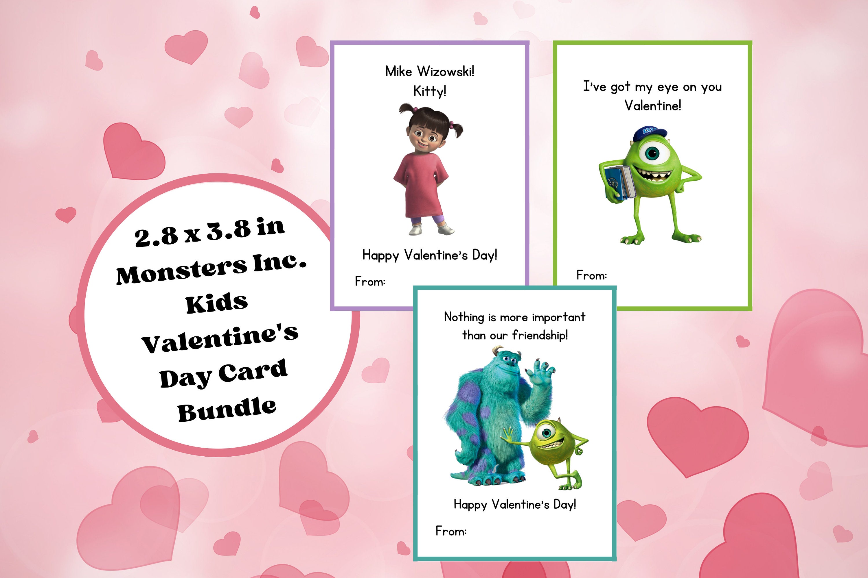 Monsters Inc Kids Valentine Cards | Kids Valentine's Day Cards ...