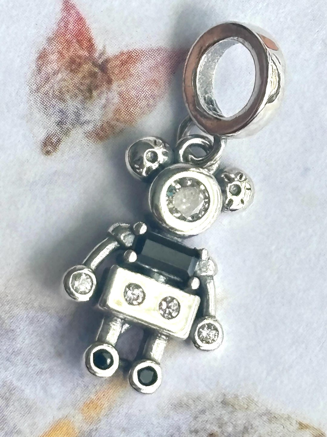 Sterling Silver Robot Charm With Mouse Ears - Pandora Compatible - Etsy