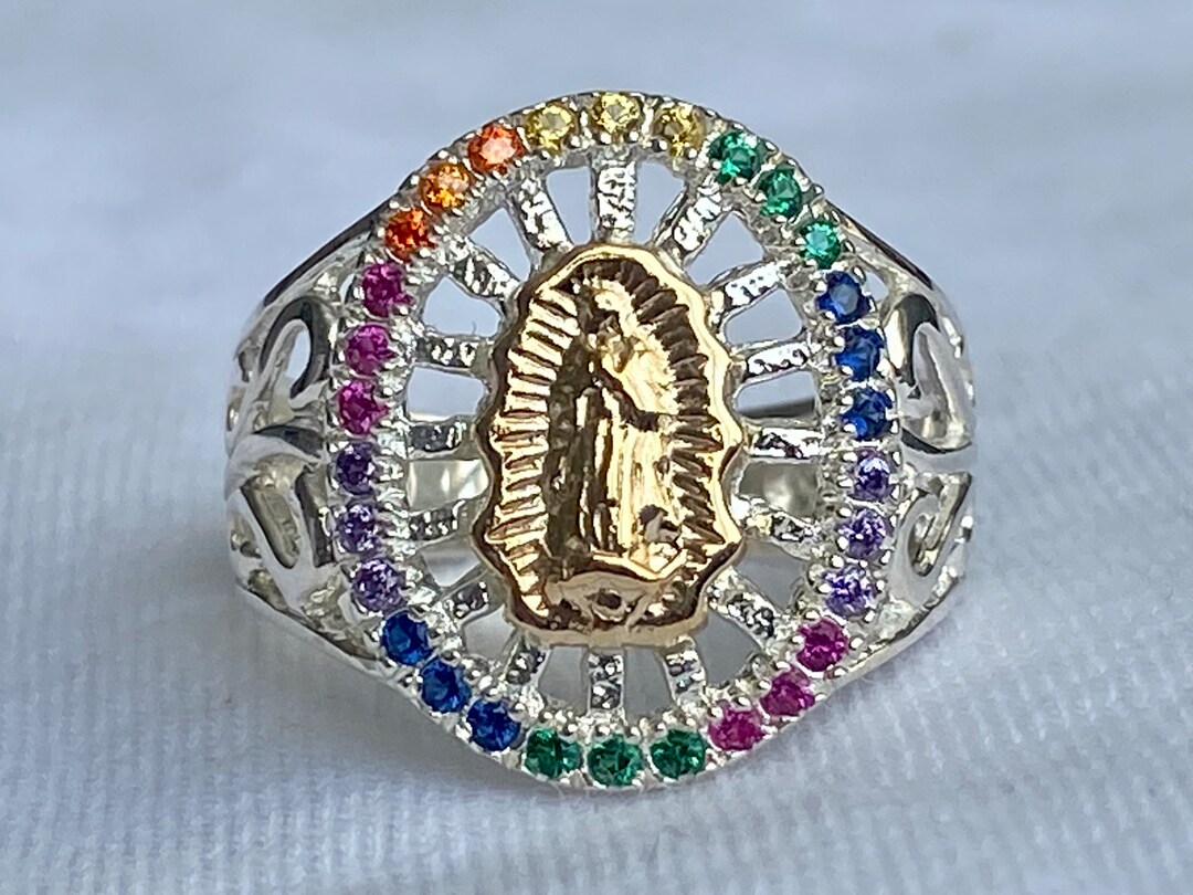 QURI Virgen De Guadalupe Ring Solid Silver 925 and 10k-gold-laminated ...