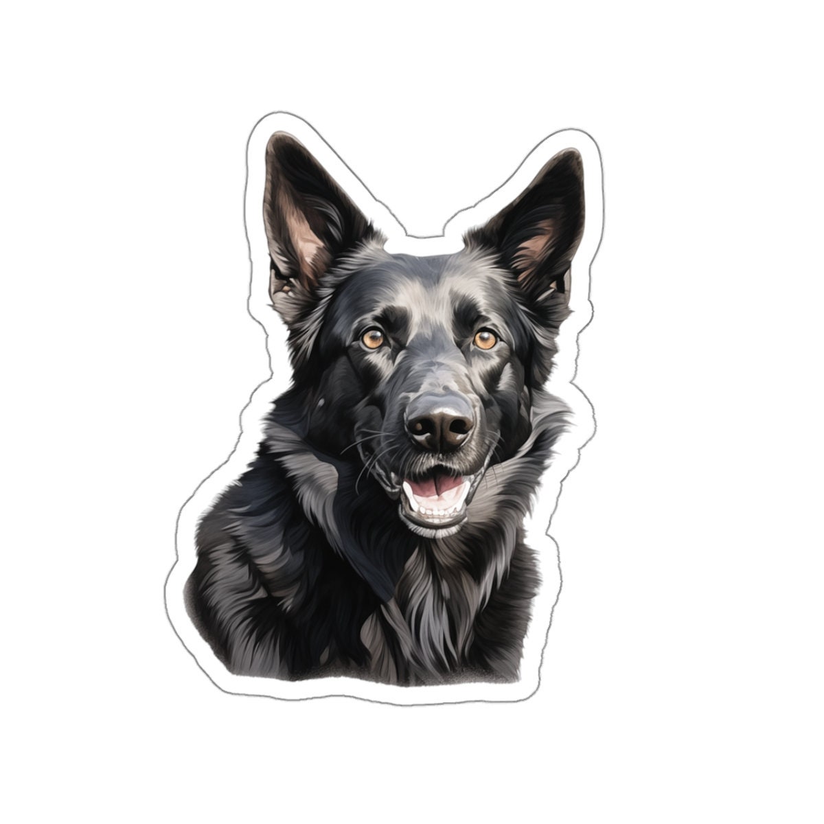 Striking Black German Shepherd Vinyl Sticker: Bold and Durable for All ...