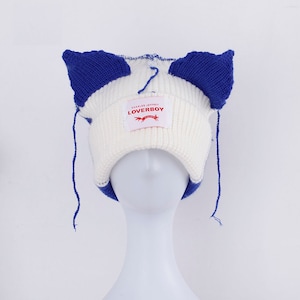 Sewn Inside Out Design Fox Design Dual Color Cat Pig Ear Warm Knitted ...