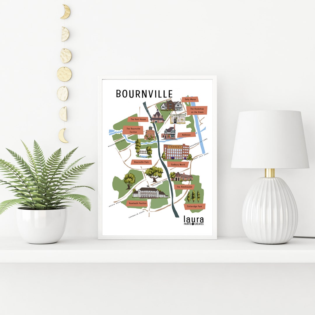 Illustrated Map Bournville A3 Framed Print - Etsy Illustrated Map Bournville A3 Framed Print - Etsy