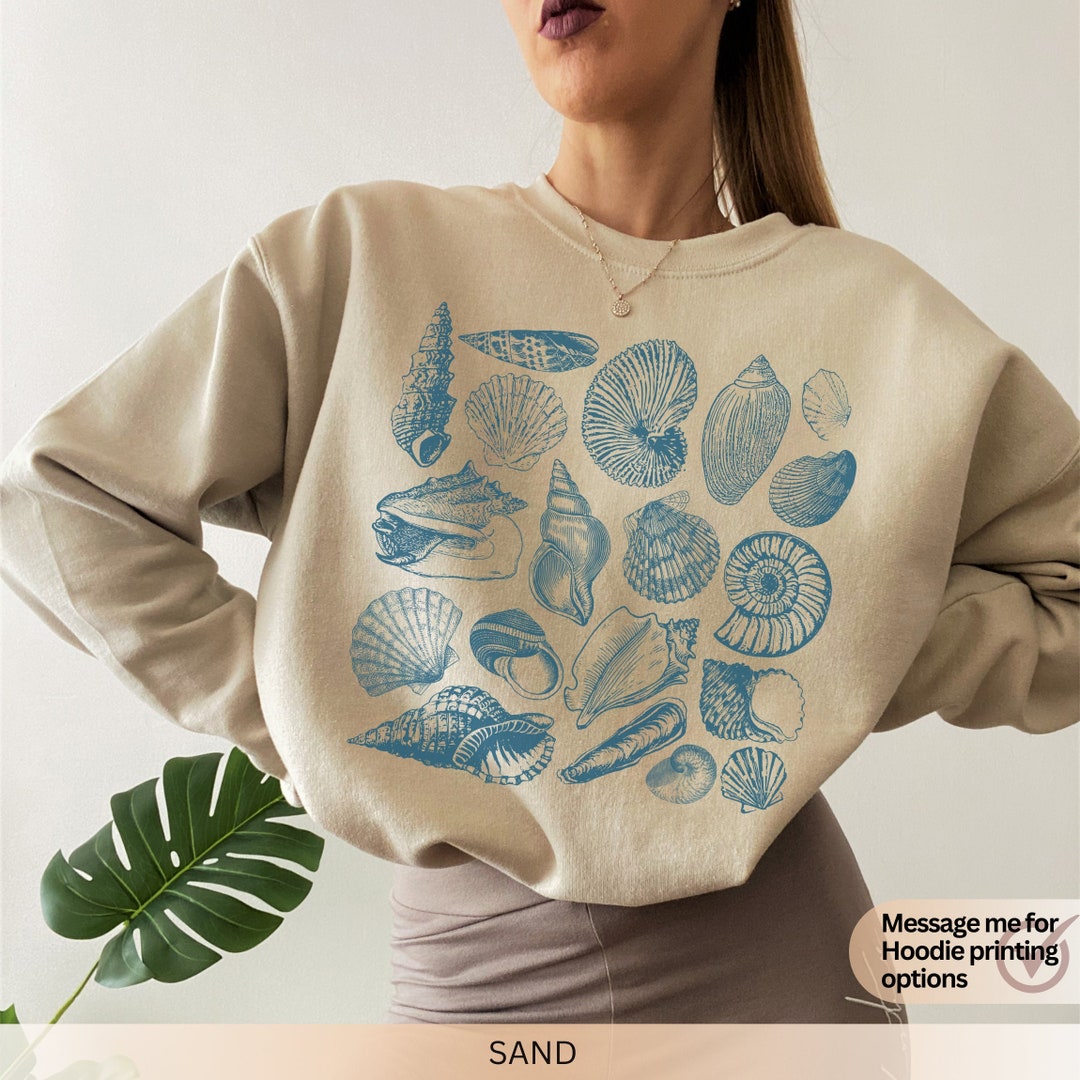 Seashells Sweatshirt, Seashell Crewneck, Vintage Seashells Sweatshirt ...