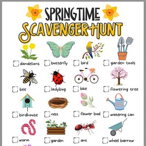 Spring Scavenger Hunt for Kids Spring Printable Activity Spring Nature ...