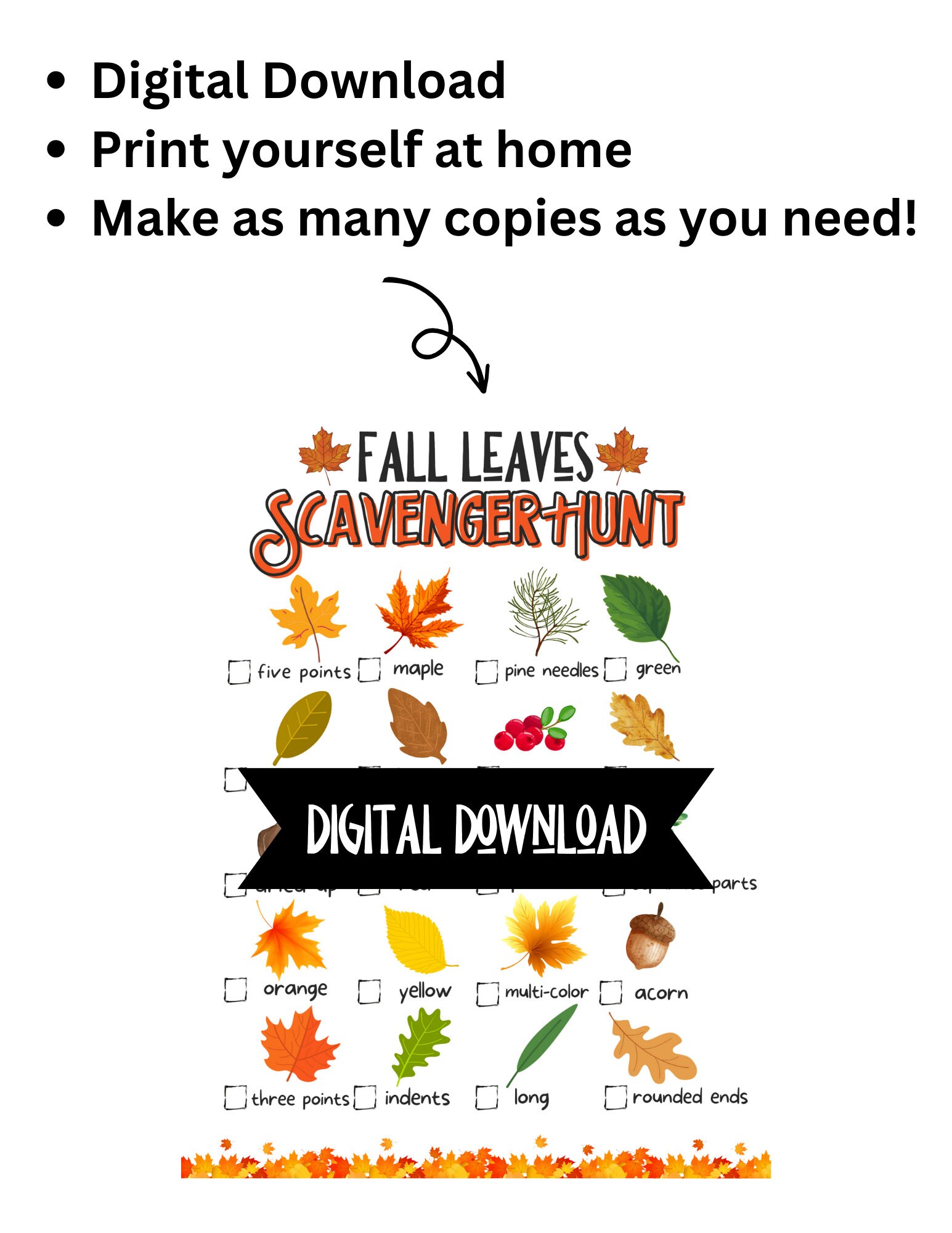 Fall Leaves Scavenger Hunt for Kids | Fall Treasure Hunt | Kids ...