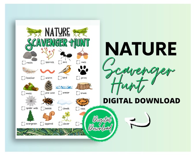 Printable Spring Nature Scavenger Hunt Game Activity Sheet for Kids ...