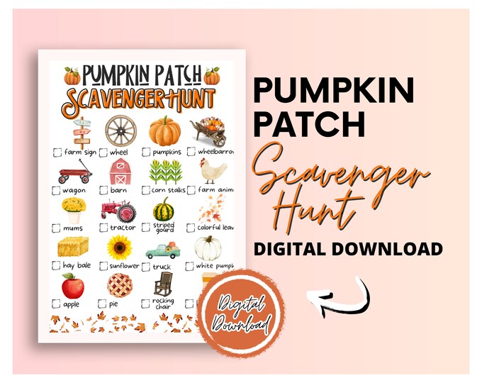 Pumpkin Patch Scavenger Hunt | Fall Scavenger Hunt | Farm Scavenger ...