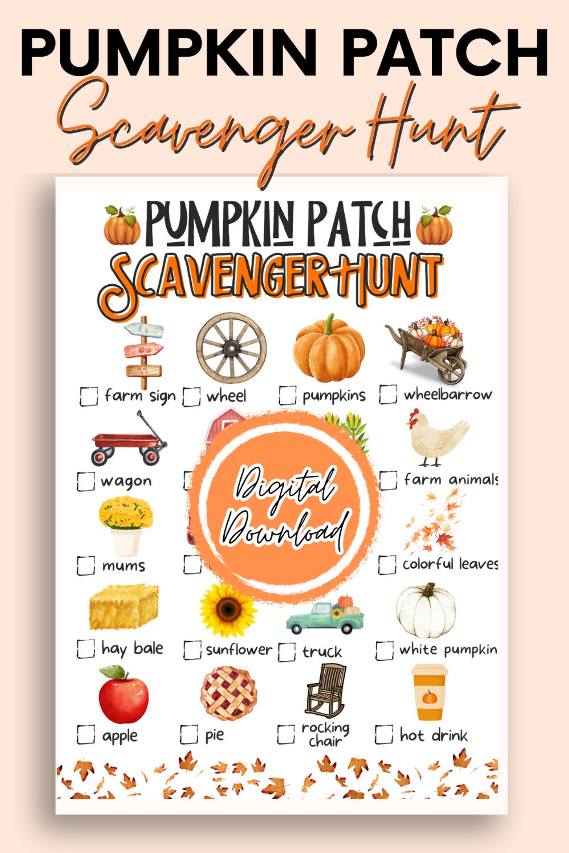 Pumpkin Patch Scavenger Hunt Fall Scavenger Hunt Farm Scavenger Hunt ...