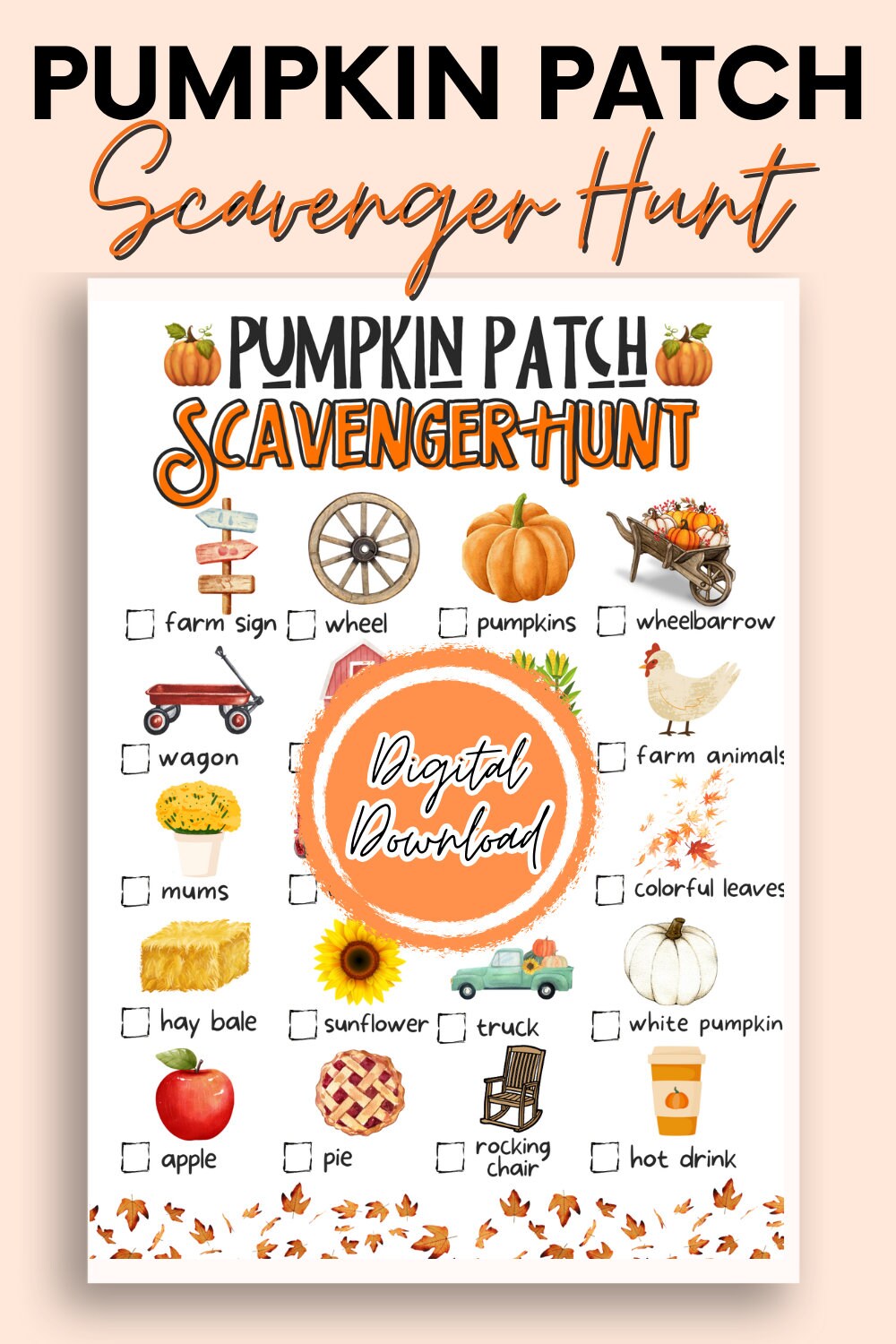 Pumpkin Patch Scavenger Hunt Fall Scavenger Hunt Farm Scavenger Hunt ...