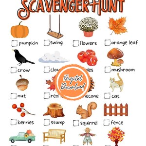 Fall Neighborhood Scavenger Hunt for Kids | Printable Autumn Treasure ...