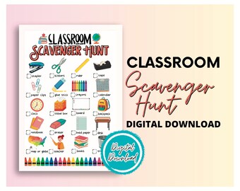Back to School Scavenger Hunt, Classroom Scavenger Hunt Printable for ...