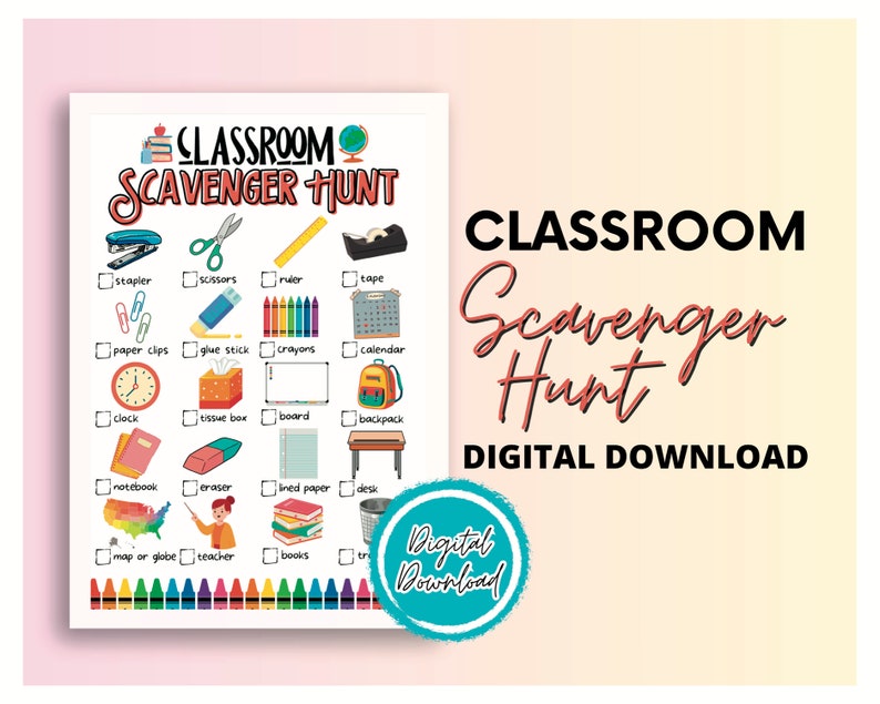 Classroom Scavenger Hunt | Back to School Scavenger Hunt | First Day of ...