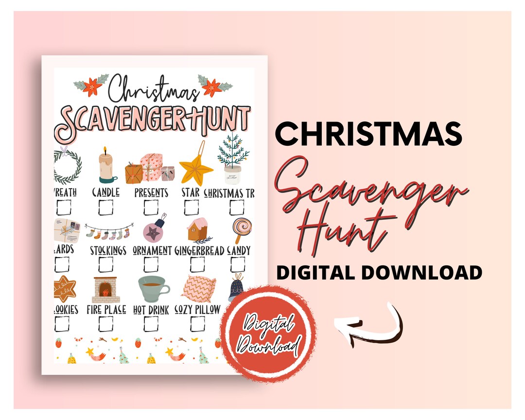 Christmas Indoor Scavenger Hunt for Kids | Christmas Treasure Hunt ...