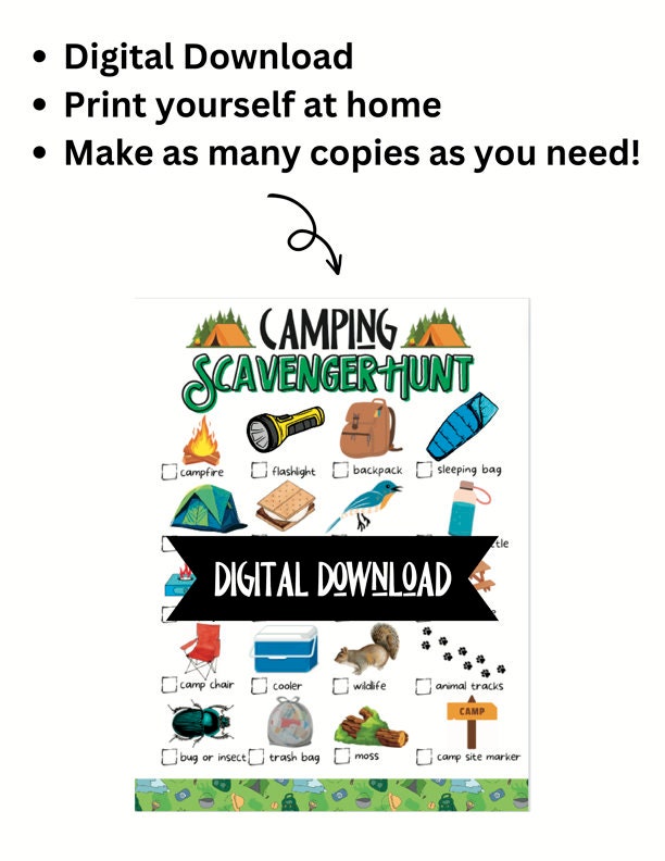 Camping Scavenger Hunt for Kids | Camping Games | Outdoor Scavenger ...