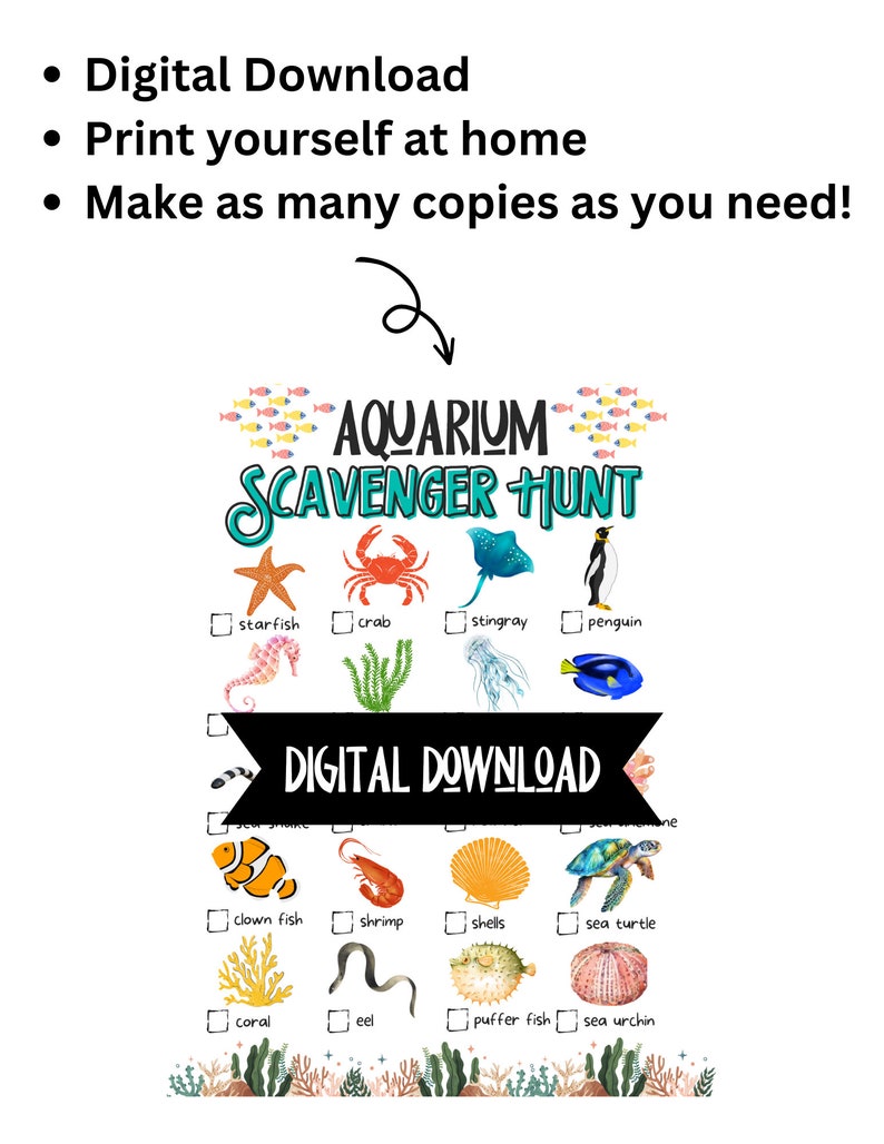 Aquarium Scavenger Hunt | Ocean Scavenger Hunt | Aquarium Field Trip ...