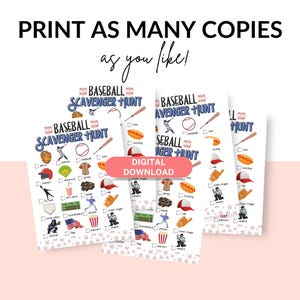 Baseball Scavenger Hunt | Baseball Treasure Hunt | Baseball Party Games ...