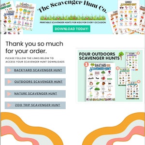 Bundle of 4 Outdoor Scavenger Hunt for Kids | Backyard Scavenger Hunt ...