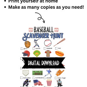 Baseball Scavenger Hunt Baseball Treasure Hunt Baseball Party Games ...