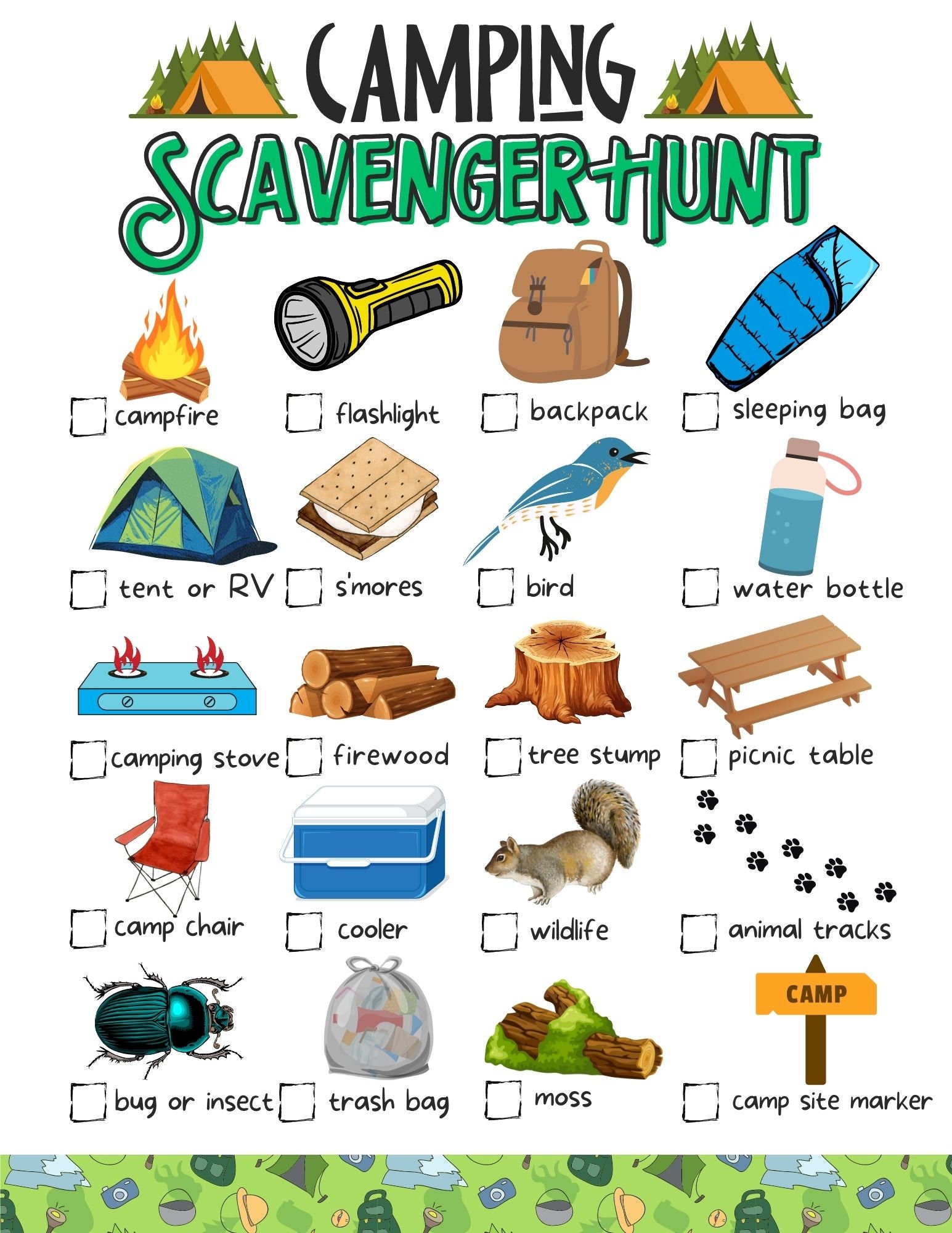 Summer Scavenger Hunt Pack of 8 Scavenger Hunt for Kids Outdoor ...