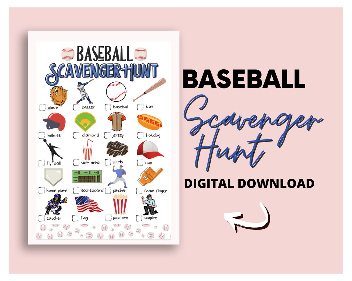 Baseball Scavenger Hunt Baseball Treasure Hunt Printable - Etsy