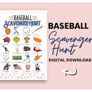 Baseball Scavenger Hunt Baseball Treasure Hunt Printable - Etsy