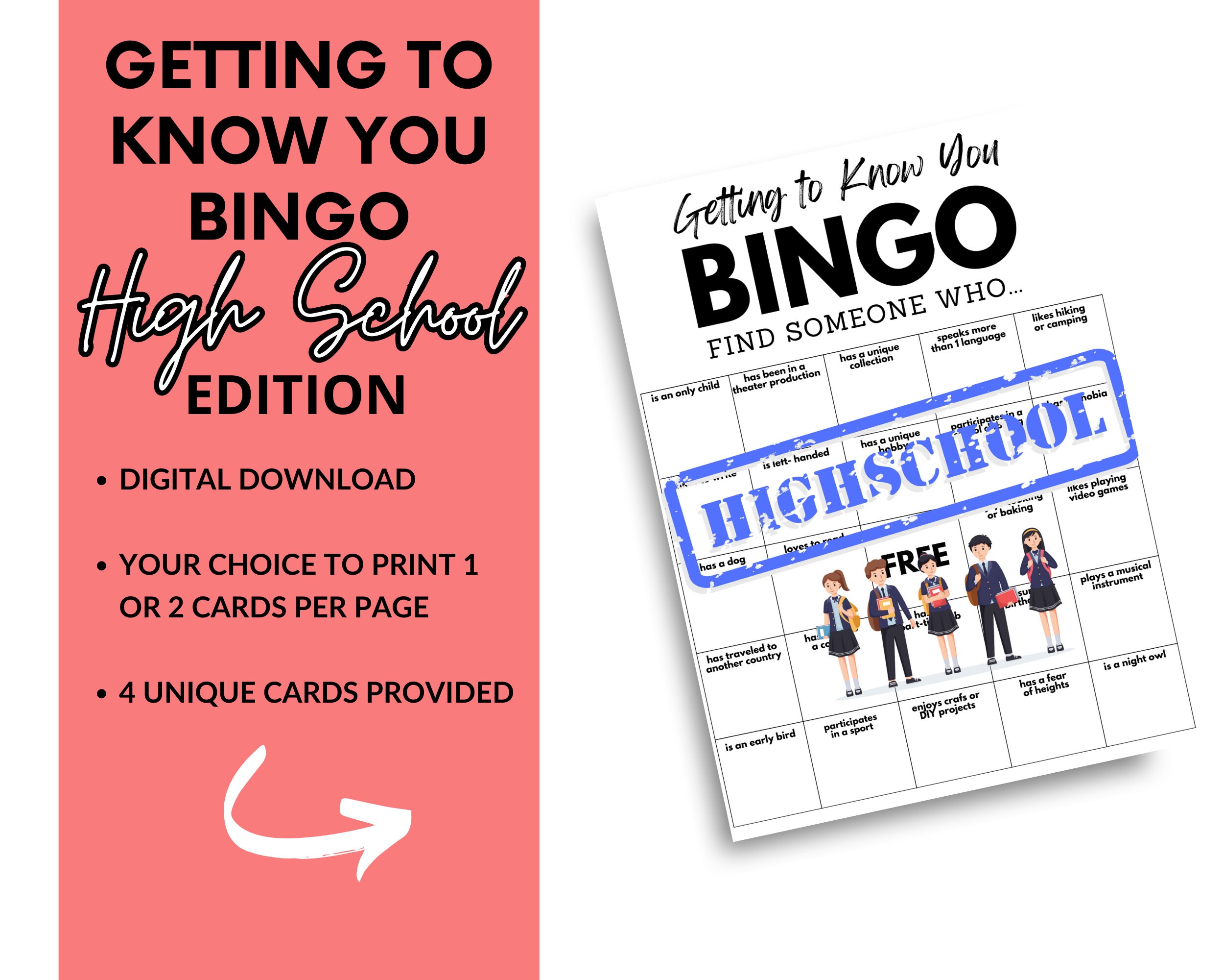 Icebreaker for High School Students, Find Someone Who Bingo, Get to ...