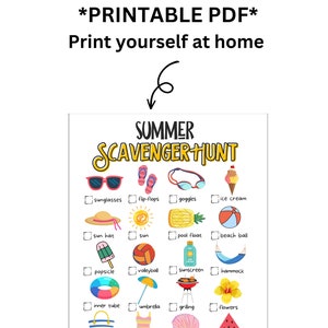 Summer Scavenger Hunt | Summer Printable Activity | Summer Activities ...