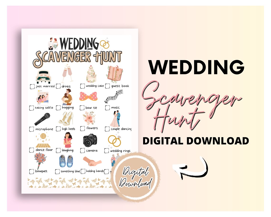 Wedding Scavenger Hunt for Kids | Wedding I Spy Game for Children ...