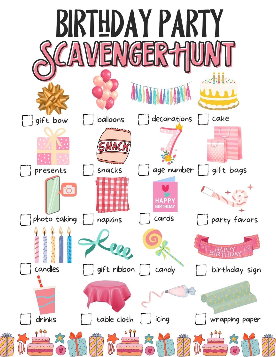 Birthday Party Scavenger Hunt for Kids Birthday Party Game - Etsy Birthday Party Scavenger Hunt for Kids Birthday Party Game - Etsy
