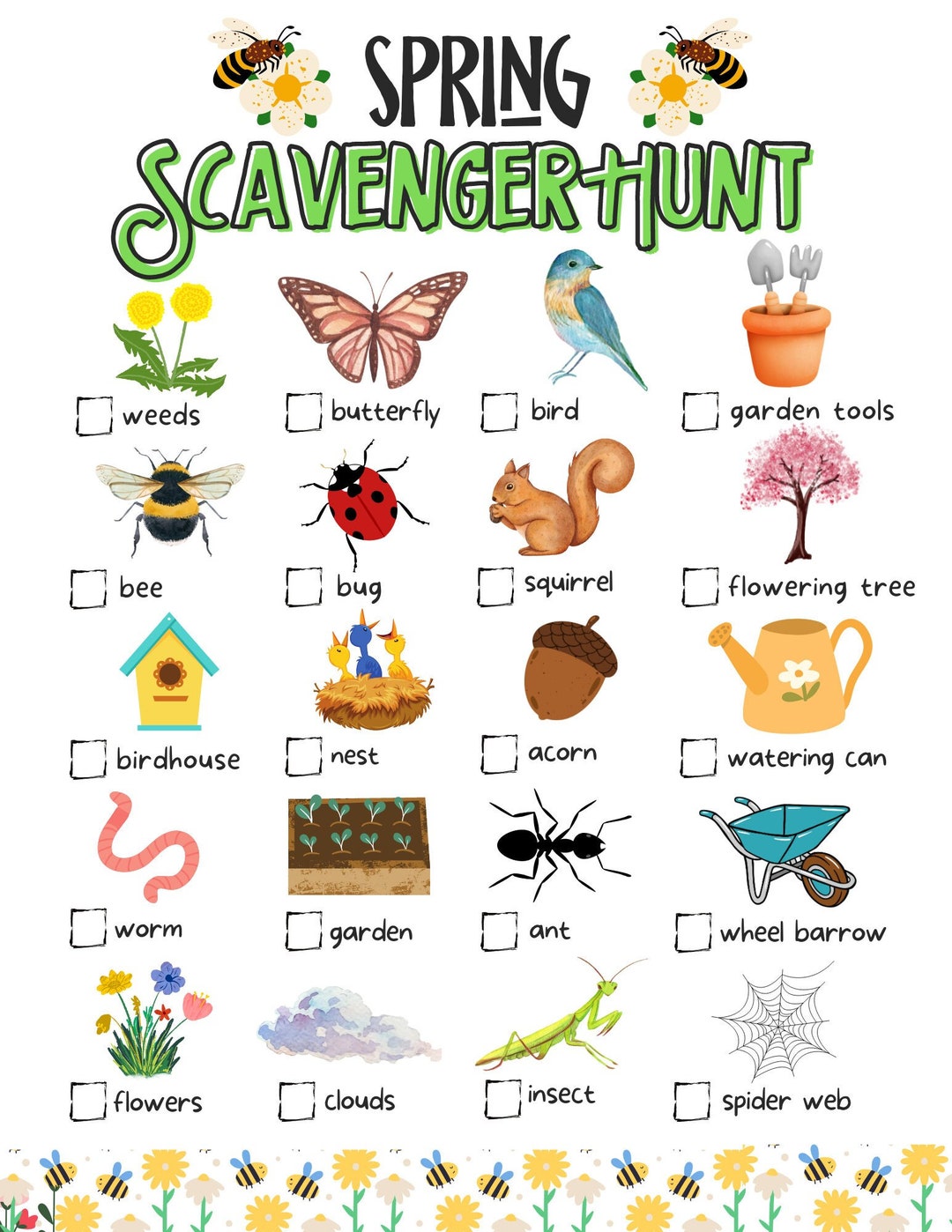 Spring Scavenger Hunt for Kids Spring Classroom Activity - Etsy