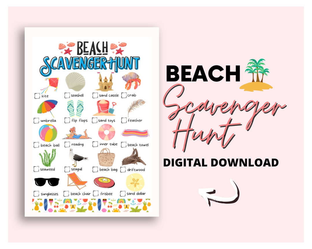 Beach Scavenger Hunt | Summer Scavenger Hunt for Kidsn| Beach Scavenger ...