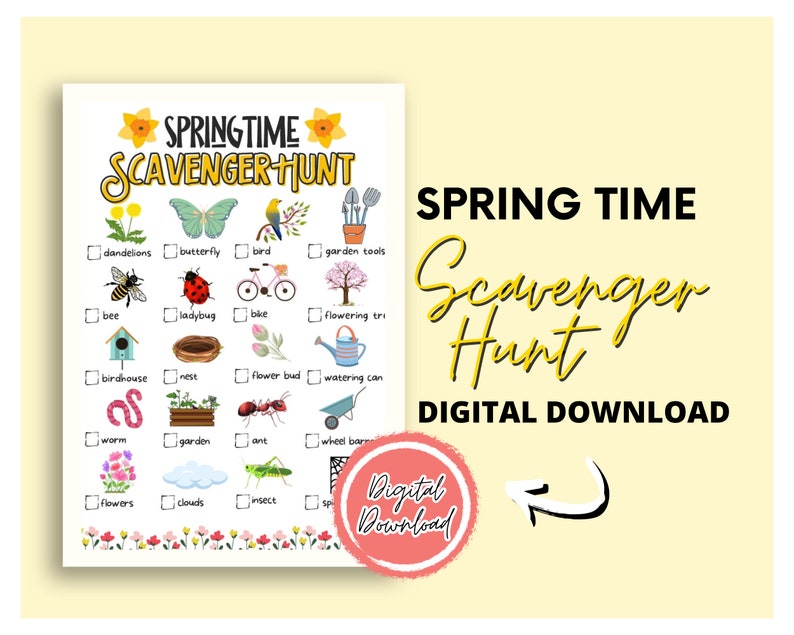 Spring Scavenger Hunt for Kids | Spring Printable | Spring Nature ...