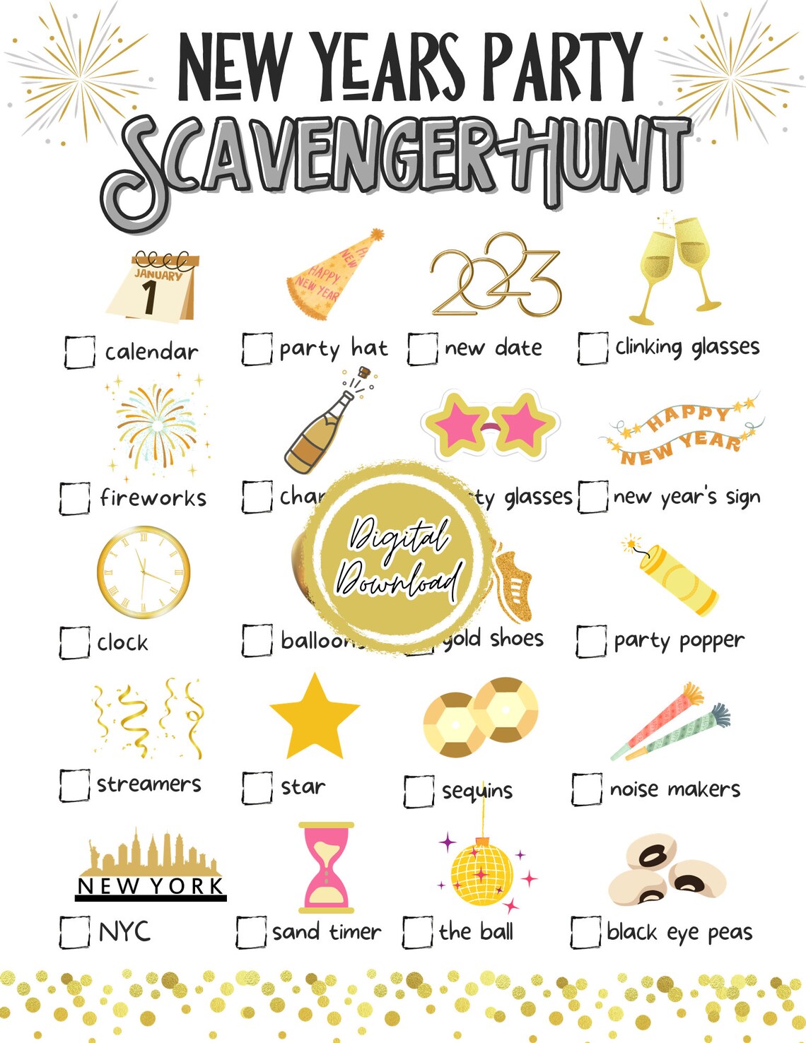 New Years Eve Scavenger Hunt | New Years Eve Games | New Years ...