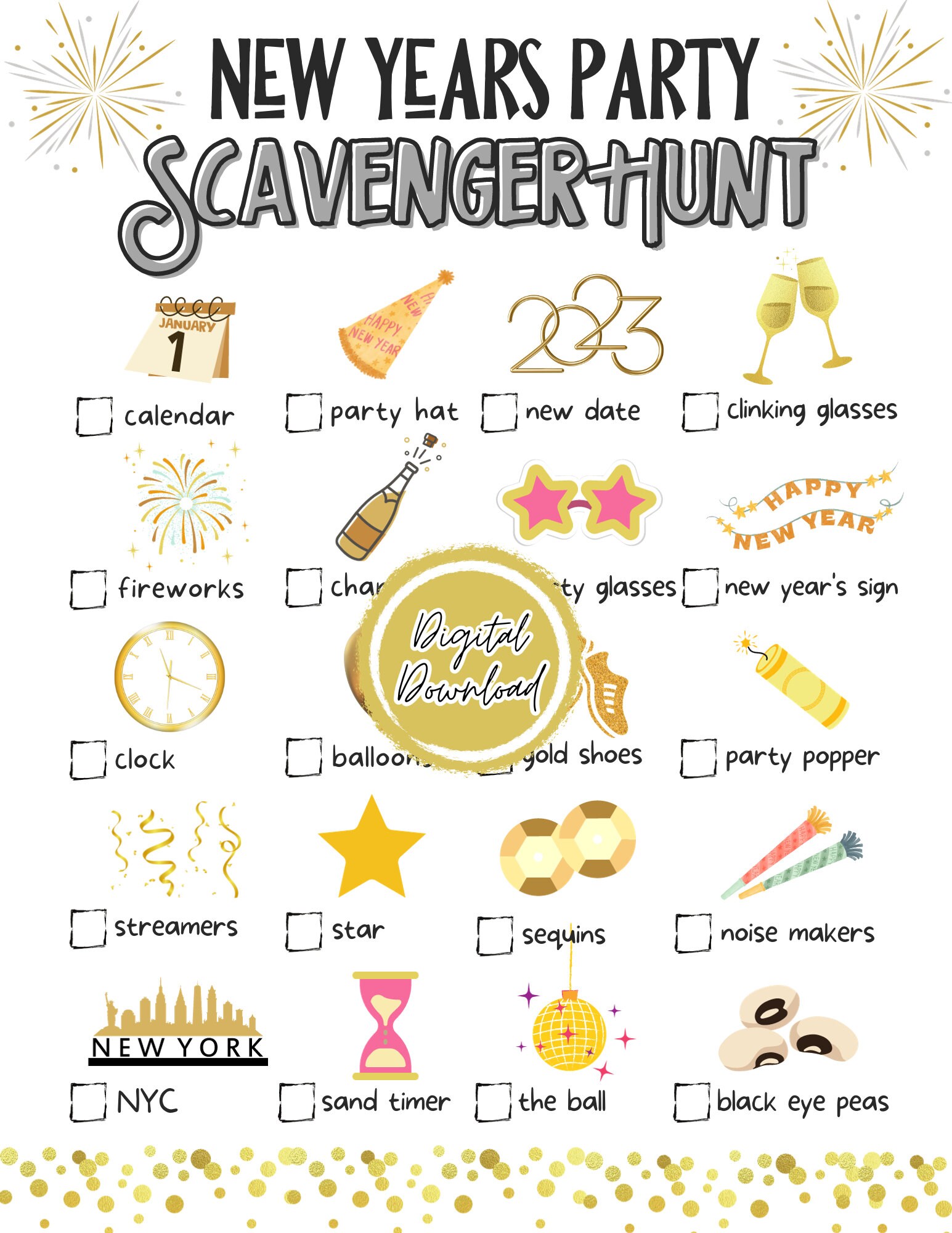 New Years Eve Scavenger Hunt | New Years Eve Games | New Years ...