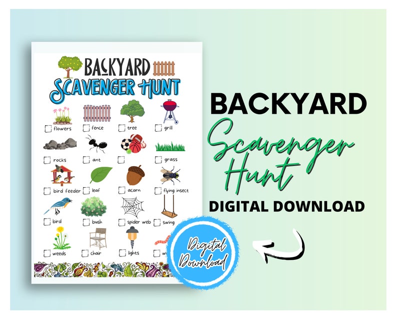 Backyard Scavenger Hunt Printable |nature Scavenger Hunt for Kids ...