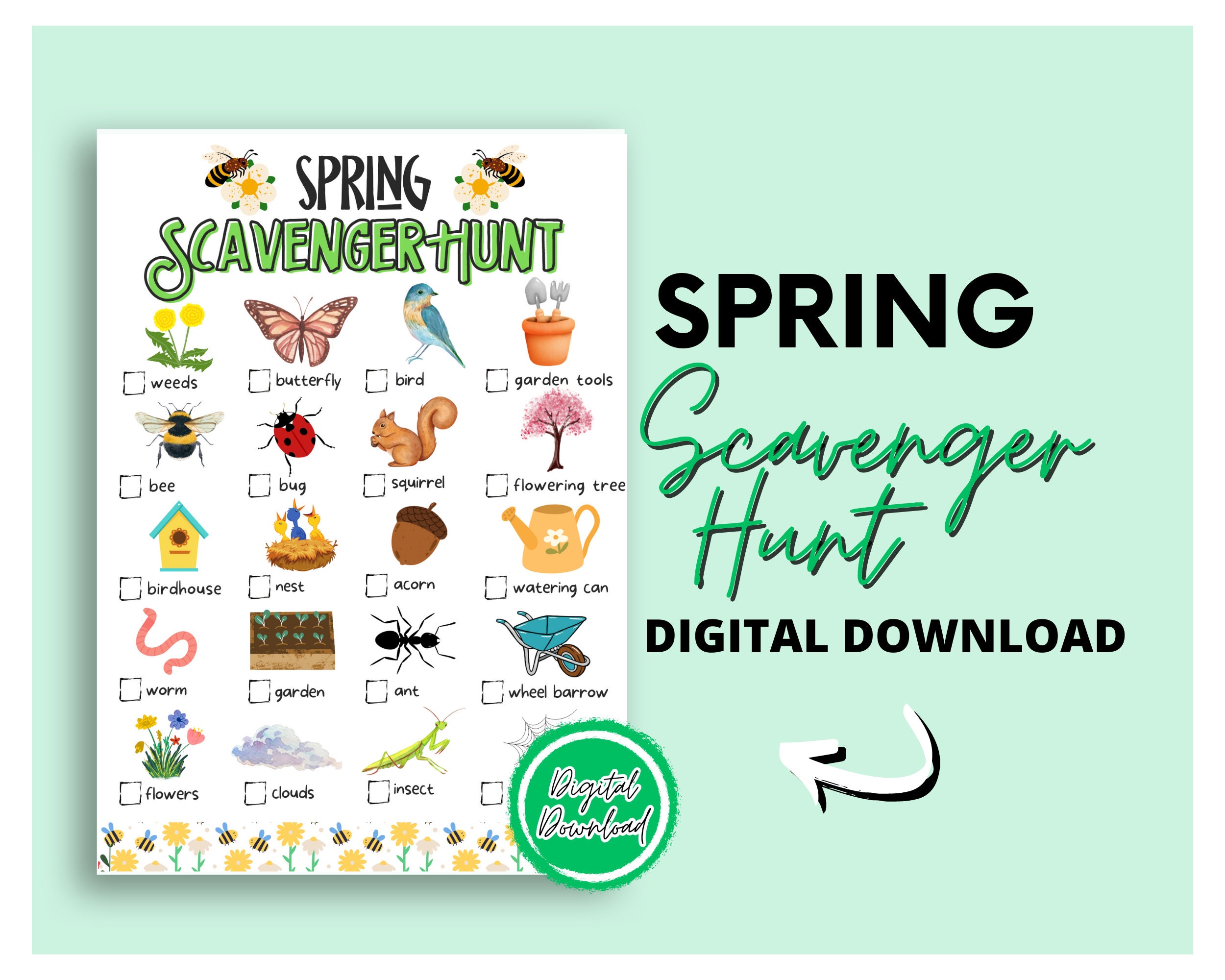 Spring Scavenger Hunt for Kids | Spring Printable | Nature Study ...