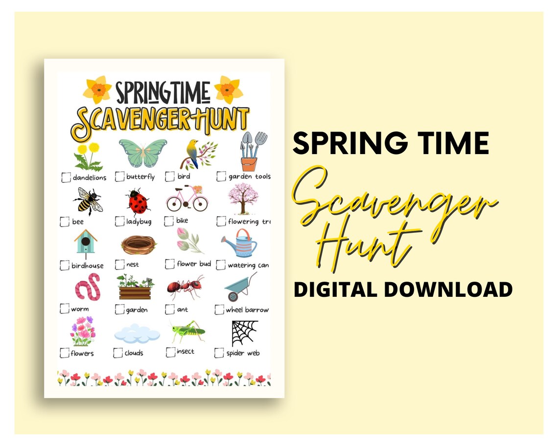 Spring Scavenger Hunt for Kids Spring Printable Activity Spring Nature ...