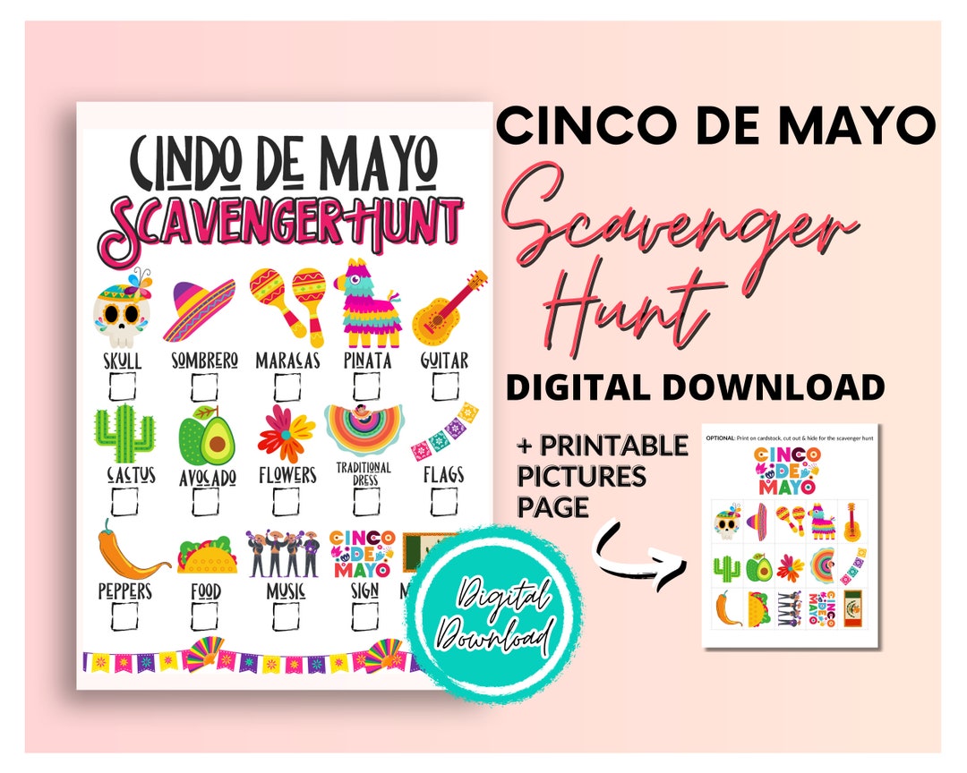Cinco De Mayo Scavenger Hunt Printable Party Game Fun Cinco De Mayo ...