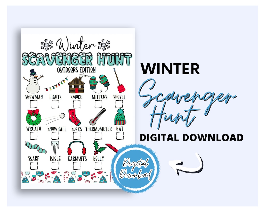 Winter Scavenger Hunt for Kids | Winter Outdoors Game | Printable ...