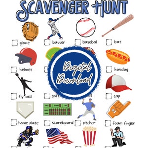 Baseball Scavenger Hunt Baseball Treasure Hunt Baseball Party Games ...