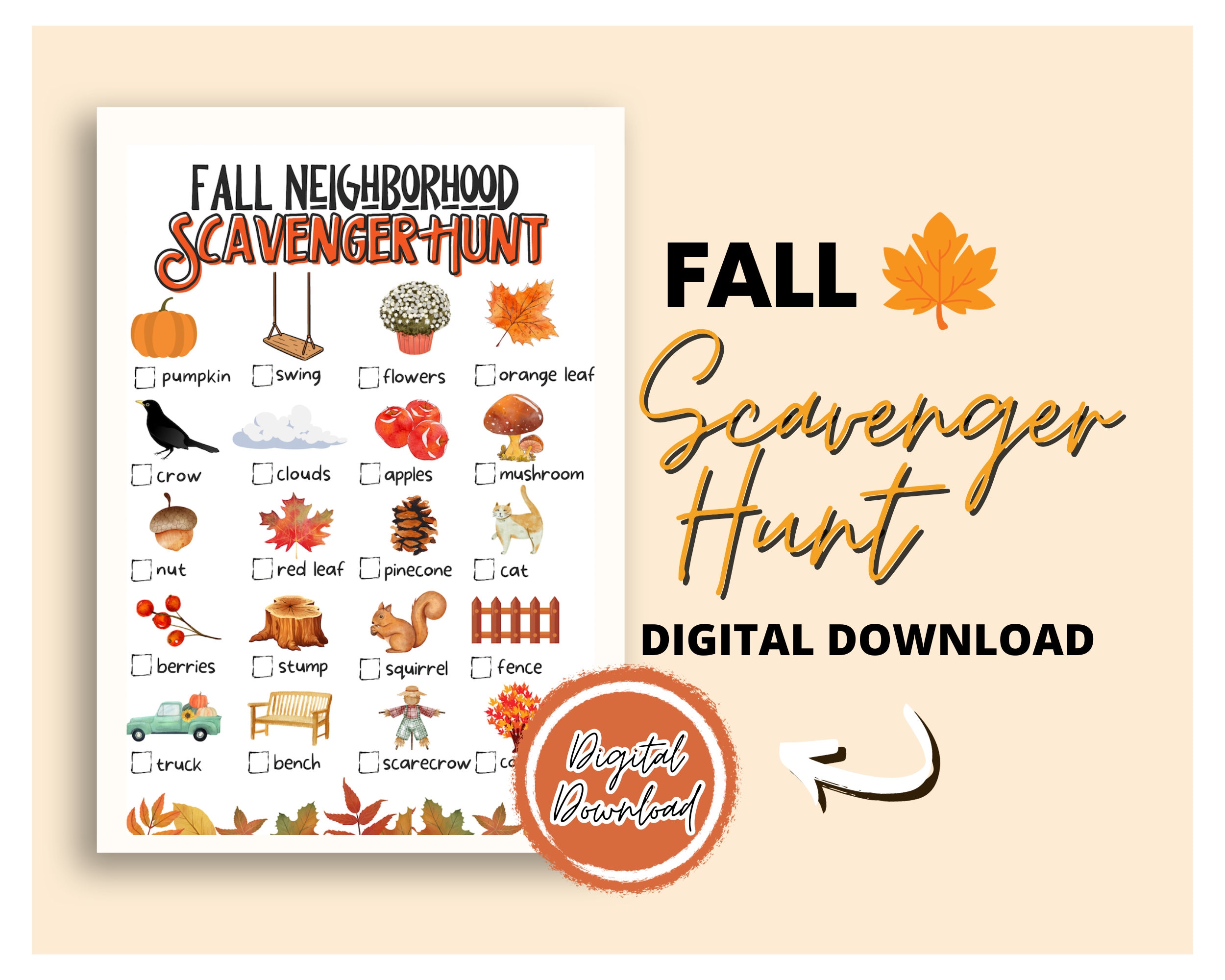 Fall Scavenger Hunts for Kids: Bundle of 4 | Kids Scavenger Hunt ...