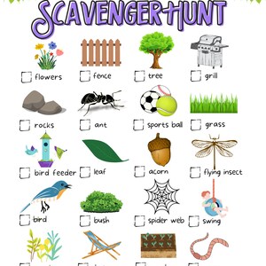 Bundle of 4 Outdoor Scavenger Hunt for Kids | Backyard Scavenger Hunt ...