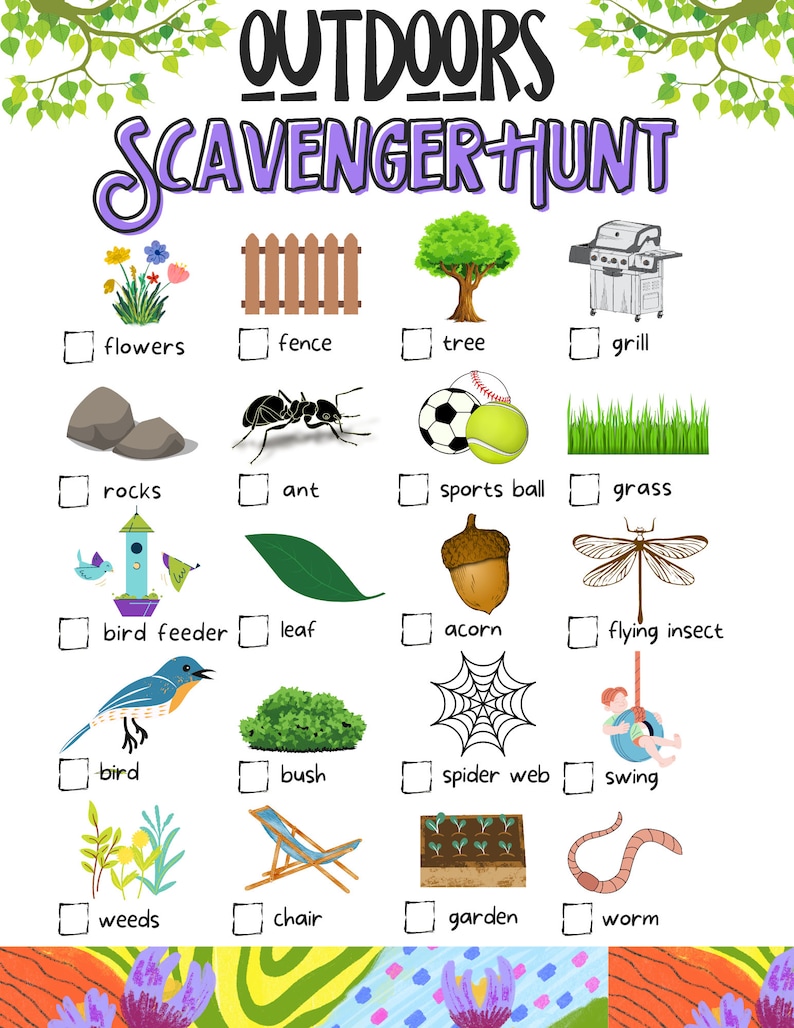 Bundle of 4 Outdoor Scavenger Hunt for Kids | Backyard Scavenger Hunt ...