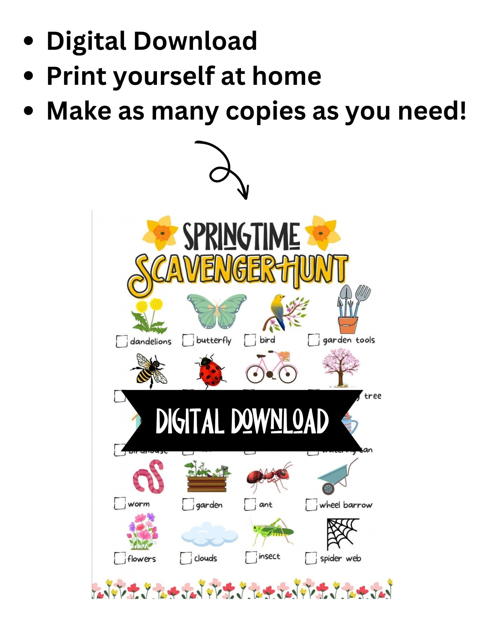 Spring Scavenger Hunt for Kids Spring Printable Spring Nature Treasure ...