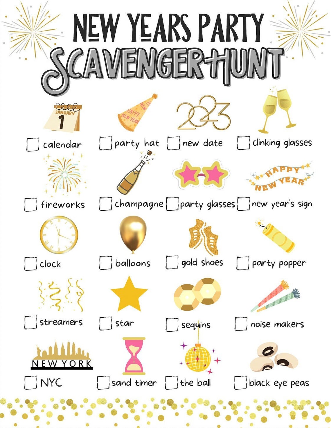 New Years Eve Scavenger Hunt New Years Eve Games New Years - Etsy