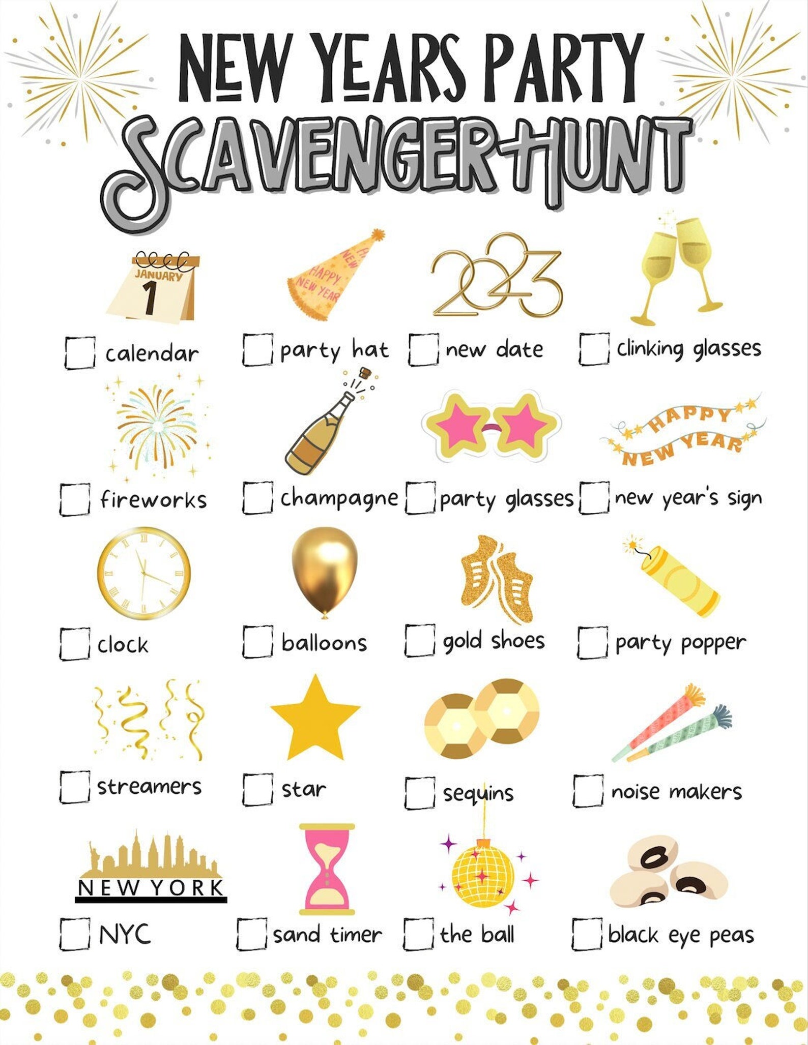 New Years Eve Scavenger Hunt New Years Eve Games New Years - Etsy