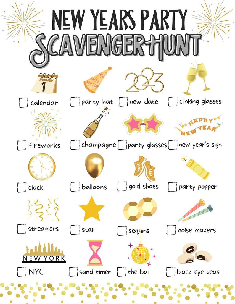 New Years Eve Scavenger Hunt New Years Eve Games New Years - Etsy